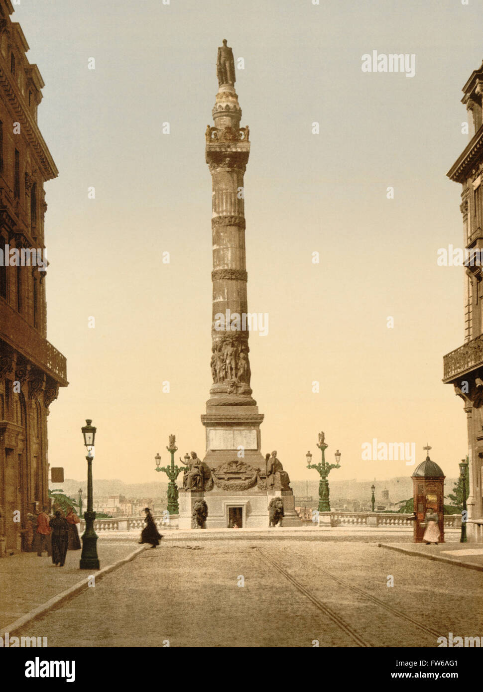 Congress Column, Brussels, Belgium, Photochrome Print, circa 1900 Stock ...