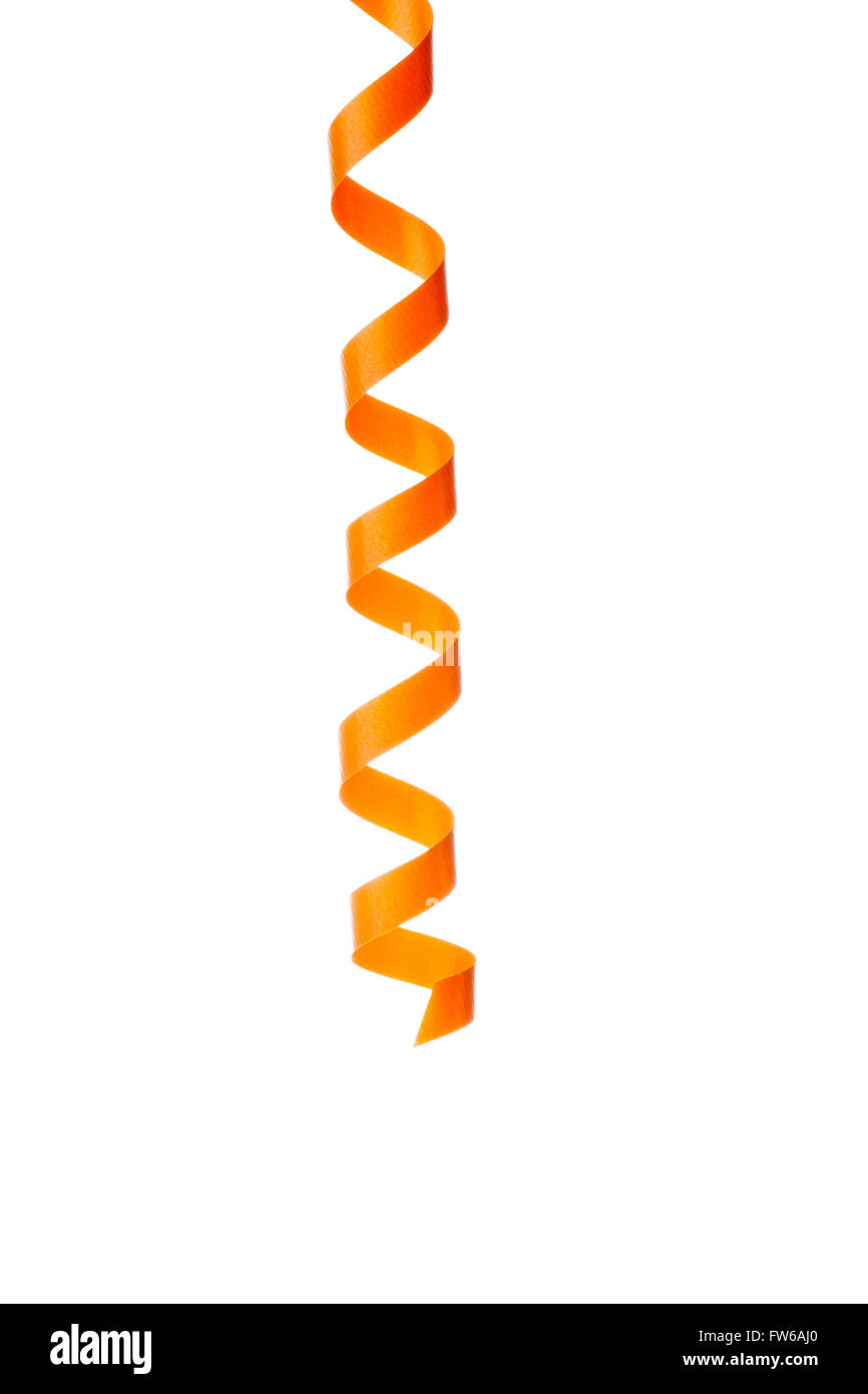 Close-up shot of orange streamer against plain white background Stock ...