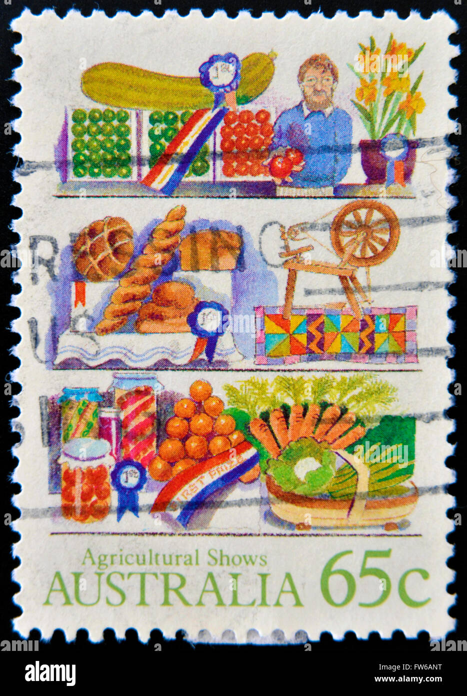 AUSTRALIA - CIRCA 1987: A stamp printed in Australia shows farm ...