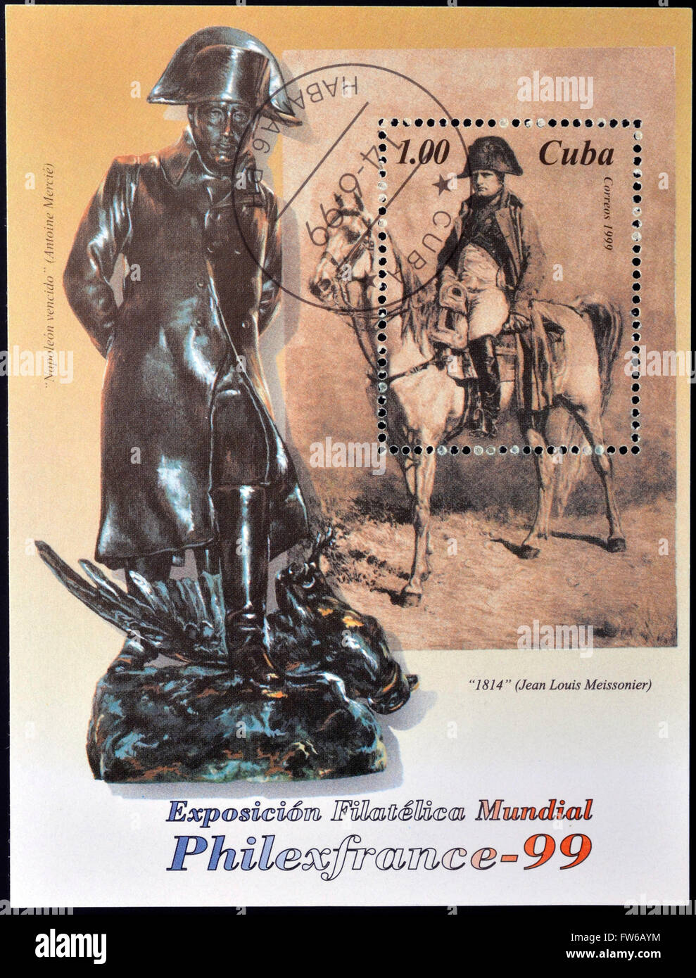 CUBA - CIRCA 1999: A stamp printed in cuba shows Napoleon Bonaparte ...
