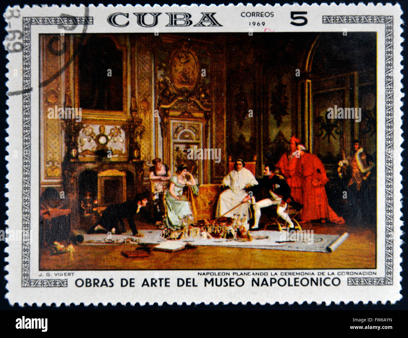 CUBA - CIRCA 1969: Stamp printed in Cuba dedicated to Artworks Napoleon ...