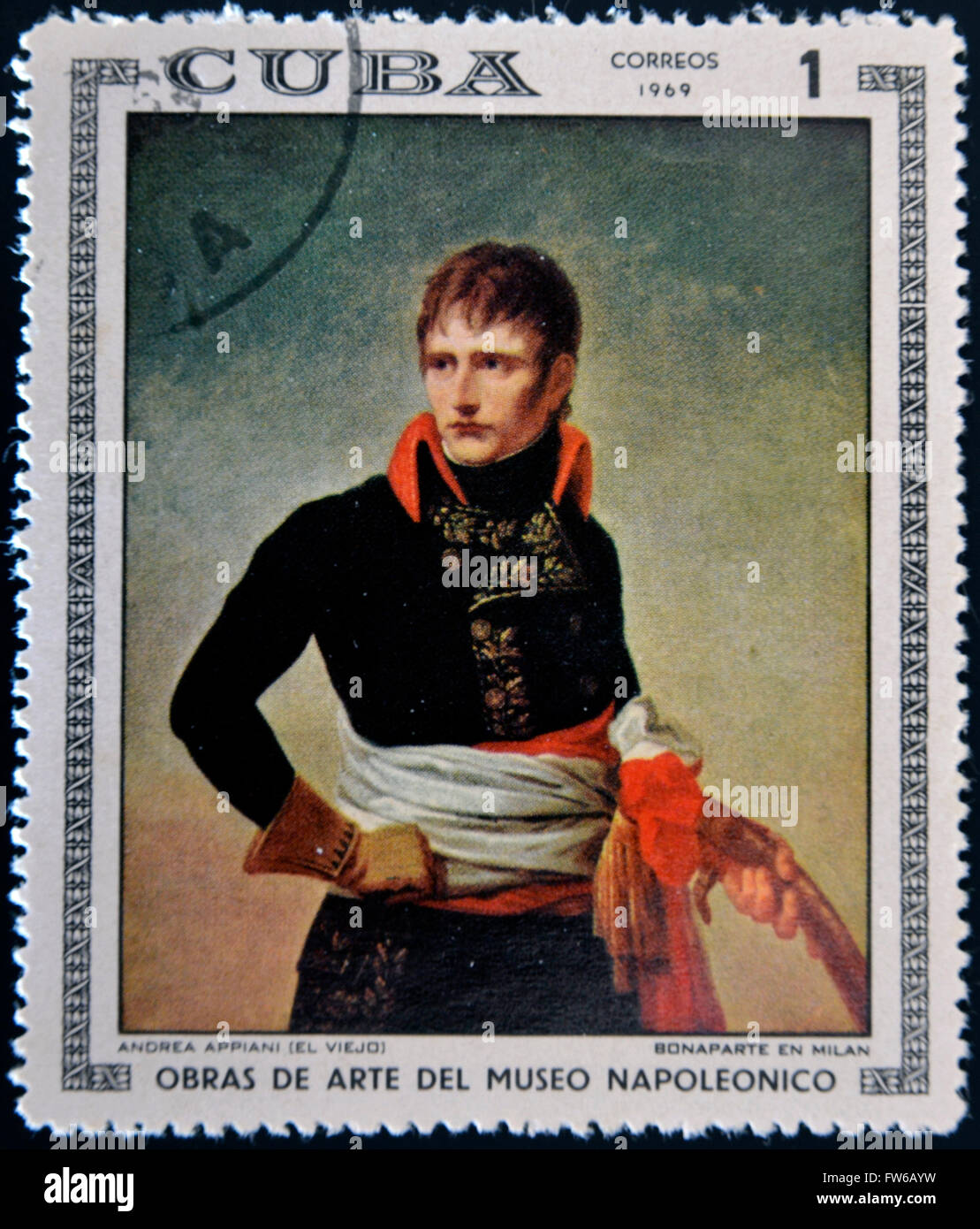CUBA - CIRCA 1969: Stamp printed in Cuba dedicated to Artworks Napoleon ...