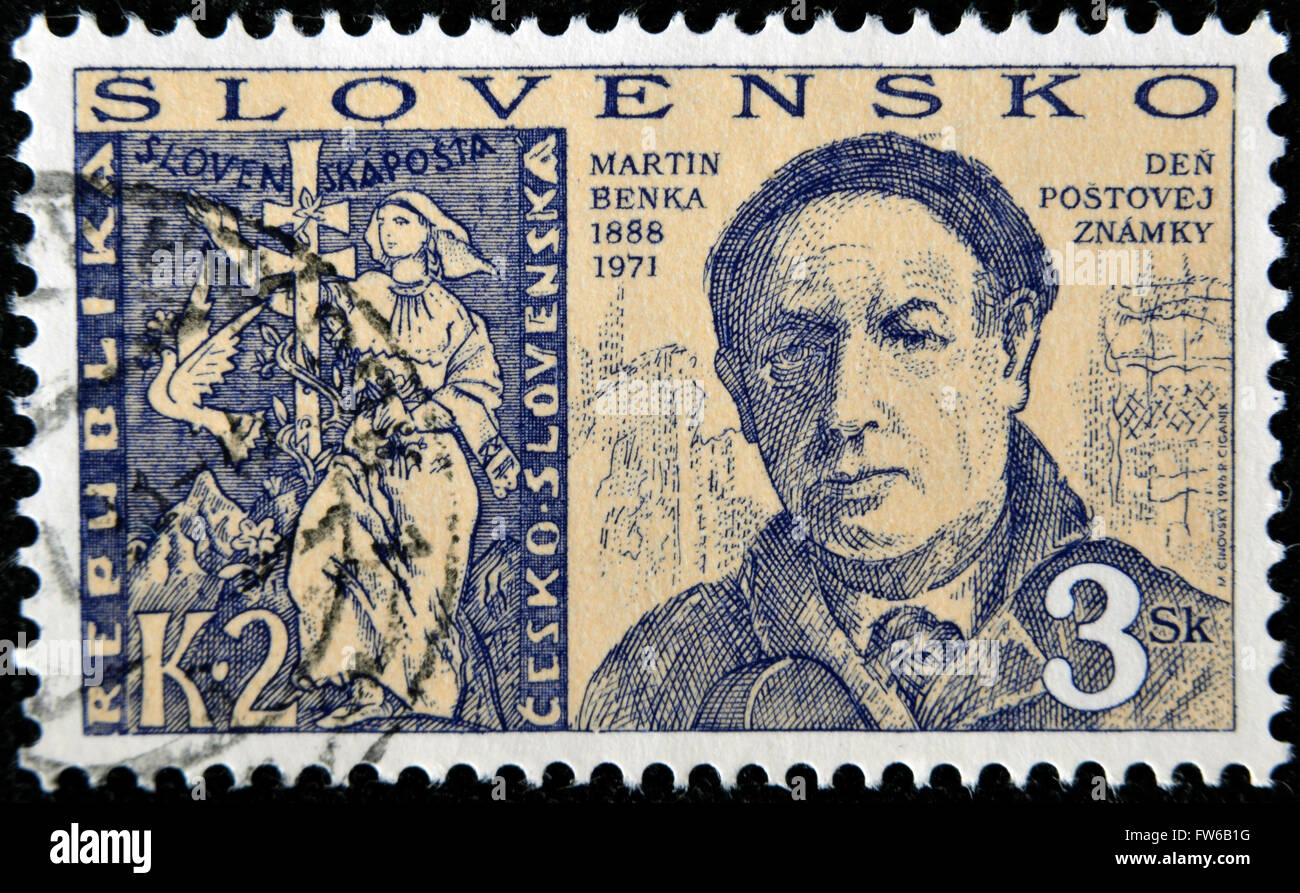 SLOVAKIA - CIRCA 1996: A stamp printed in Slovakia shows Martin Benka, circa 1996 Stock Photo ...