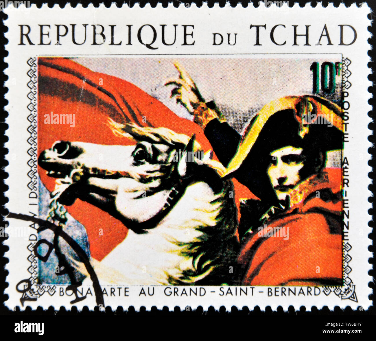 CHAD - CIRCA 1970: Stamp printed in Chad shows Napoleon (painting by L ...