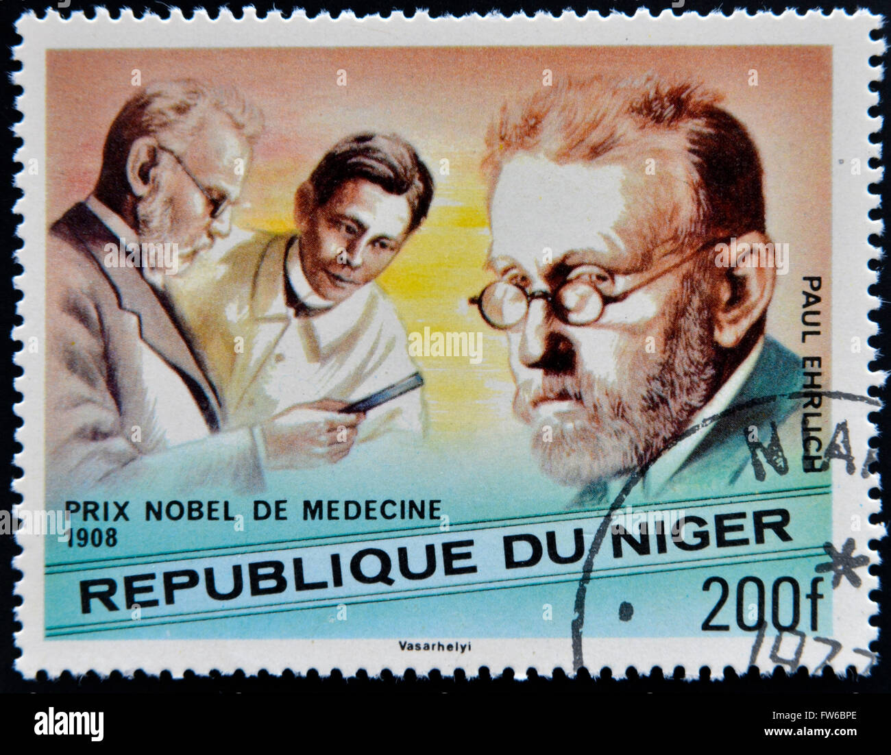 NIGER - CIRCA 1977: A stamp printed in Niger shows Nobel Prize in ...