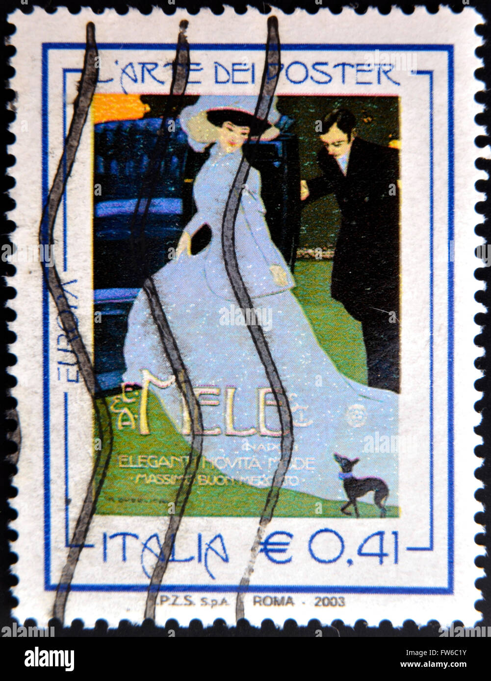 ITALY - CIRCA 2003: A stamp printed in Italy shows the mele poster ...