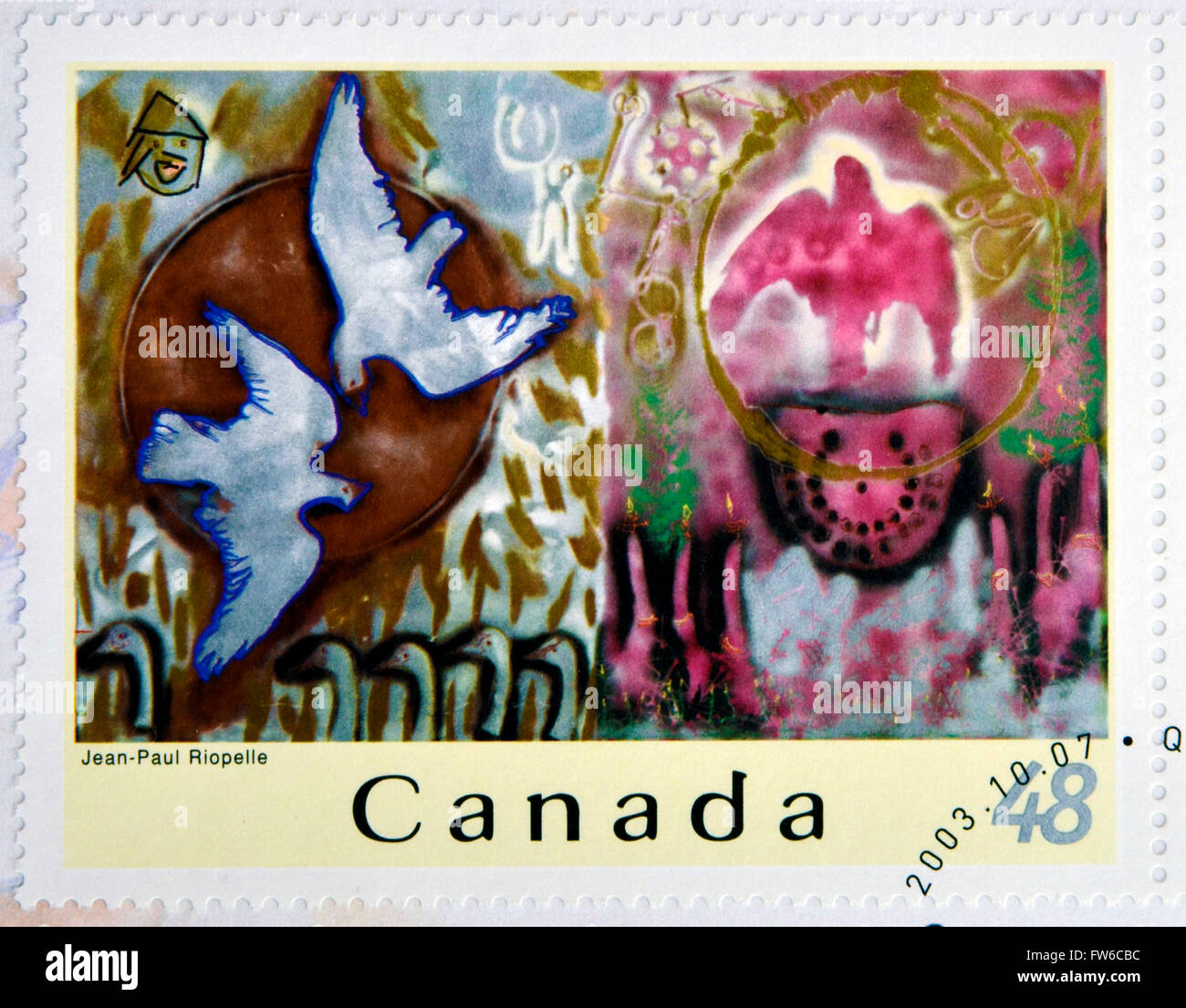 CANADA - CIRCA 2003: A stamp printed in Canada shows an abstract work ...
