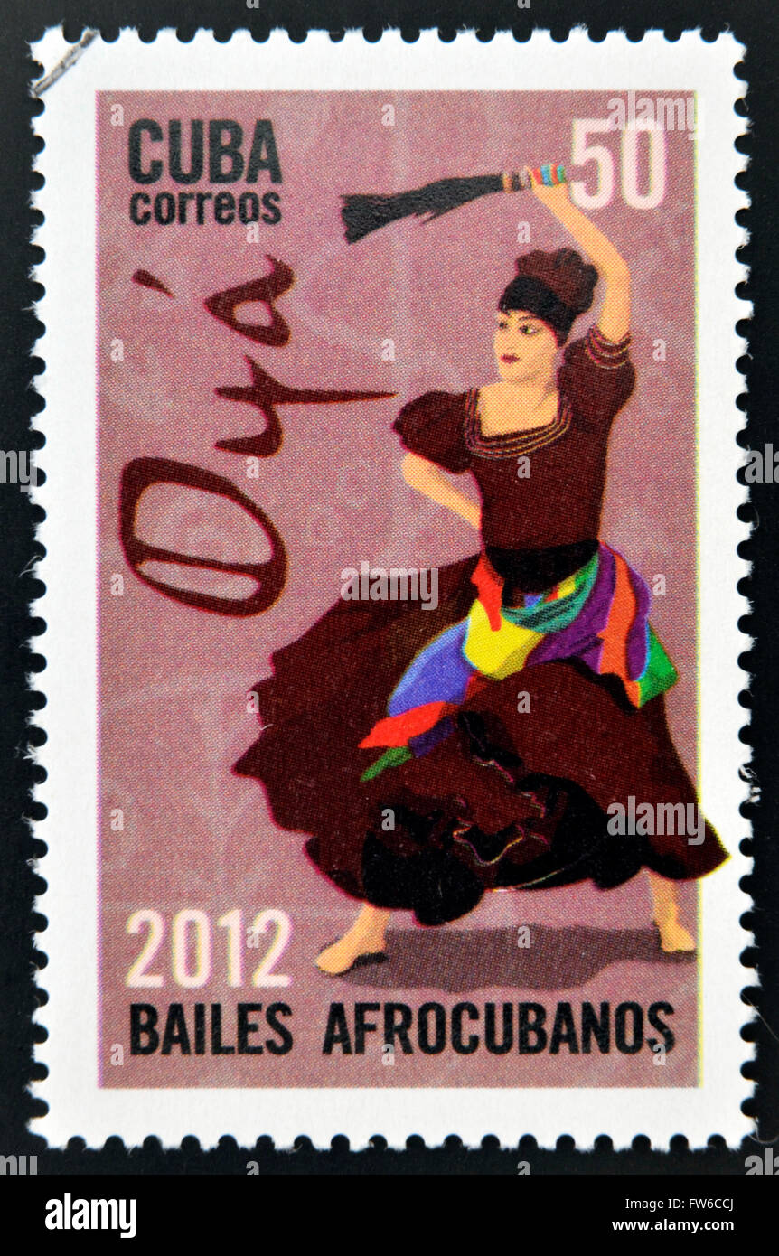 CUBA - CIRCA 2012: Stamp printed in Cuba dedicated to Afro-Cuban dance ...