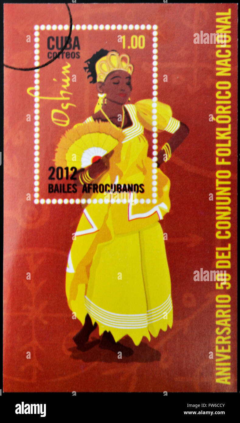 CUBA - CIRCA 2012: Stamp printed in Cuba dedicated to Afro-Cuban dance ...