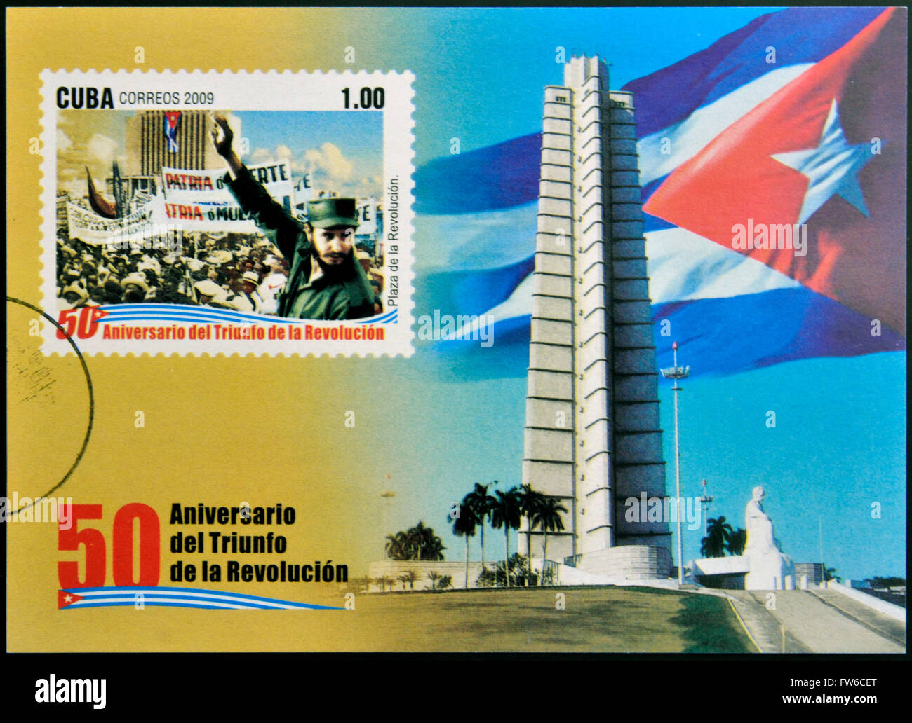CUBA - CIRCA 2009: A stamp printed in cuba dedicated to 50 anniversary ...