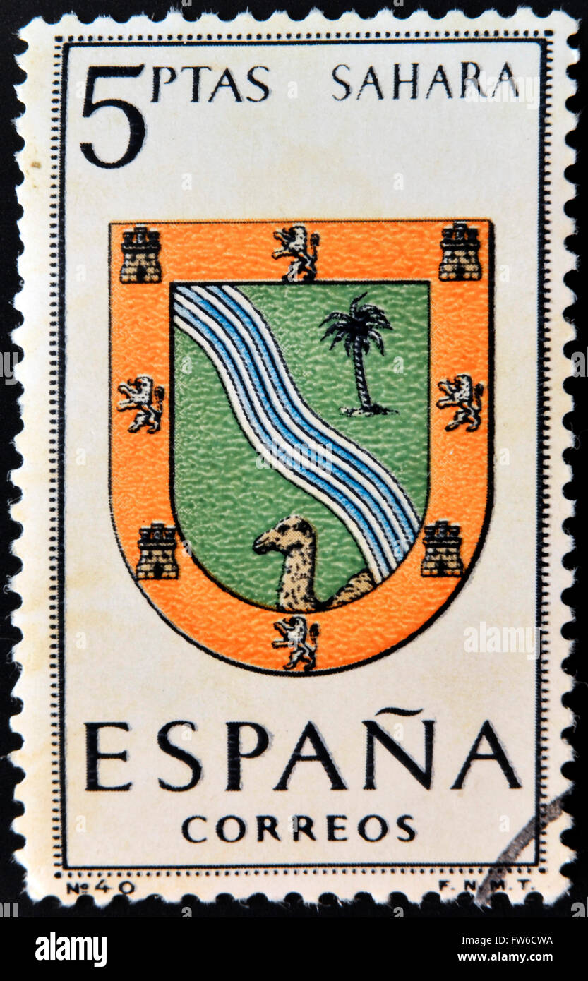 SPAIN - CIRCA 1965: A stamp printed in Spain dedicated to Arms of ...