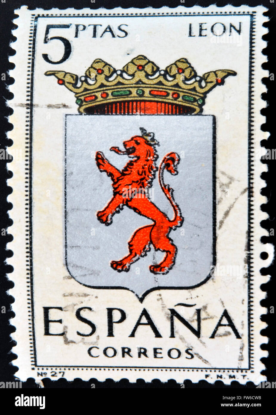 SPAIN - CIRCA 1965: A stamp printed in Spain dedicated to Arms of ...