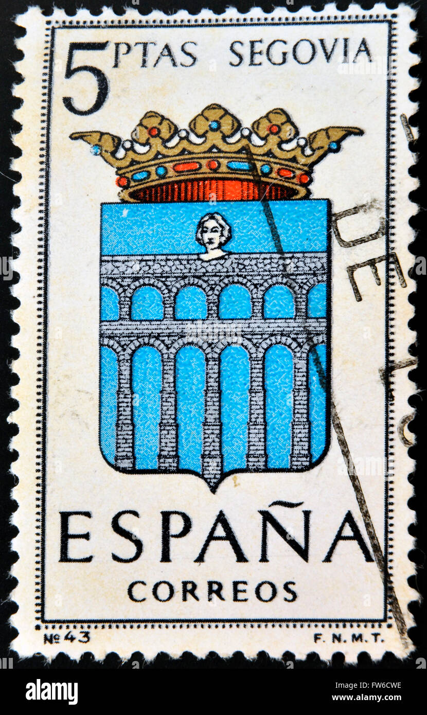 SPAIN - CIRCA 1965: A stamp printed in Spain dedicated to Arms of ...