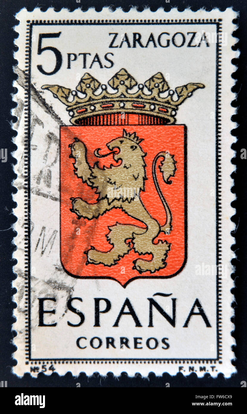 SPAIN - CIRCA 1965: A stamp printed in Spain dedicated to Arms of ...