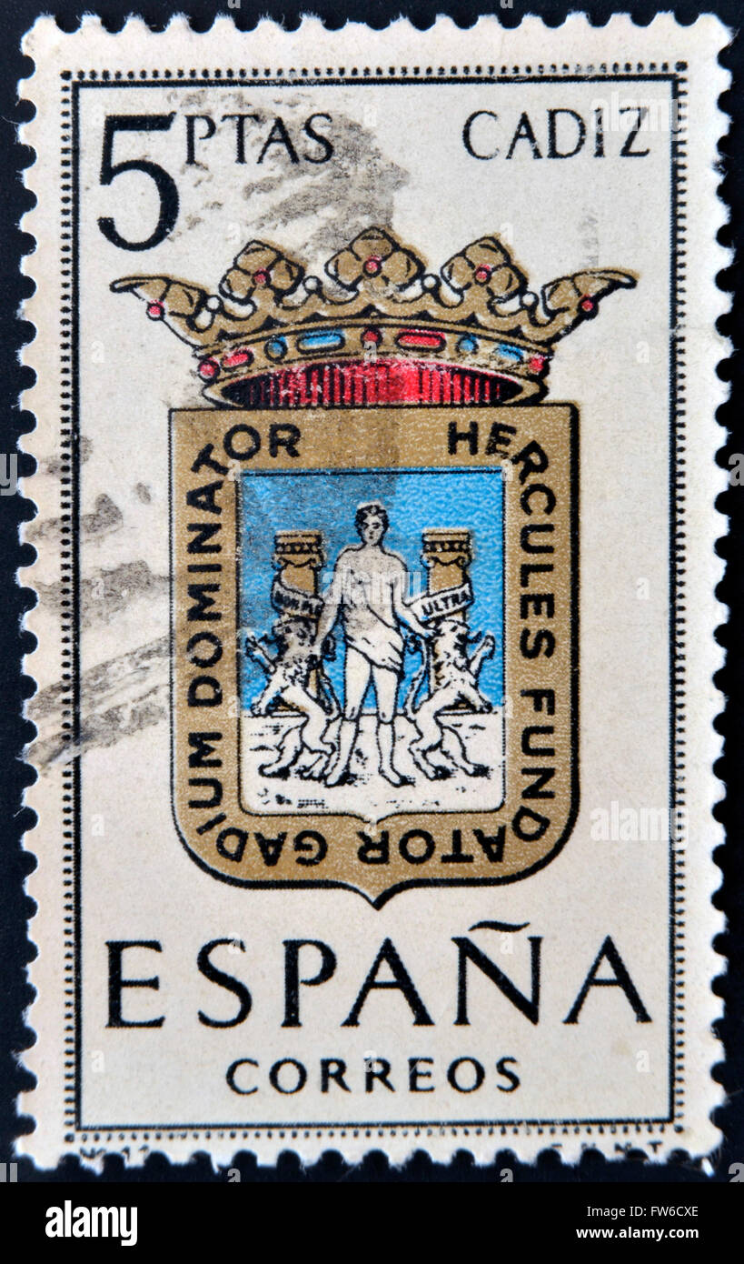 SPAIN - CIRCA 1965: A stamp printed in Spain dedicated to Arms of ...