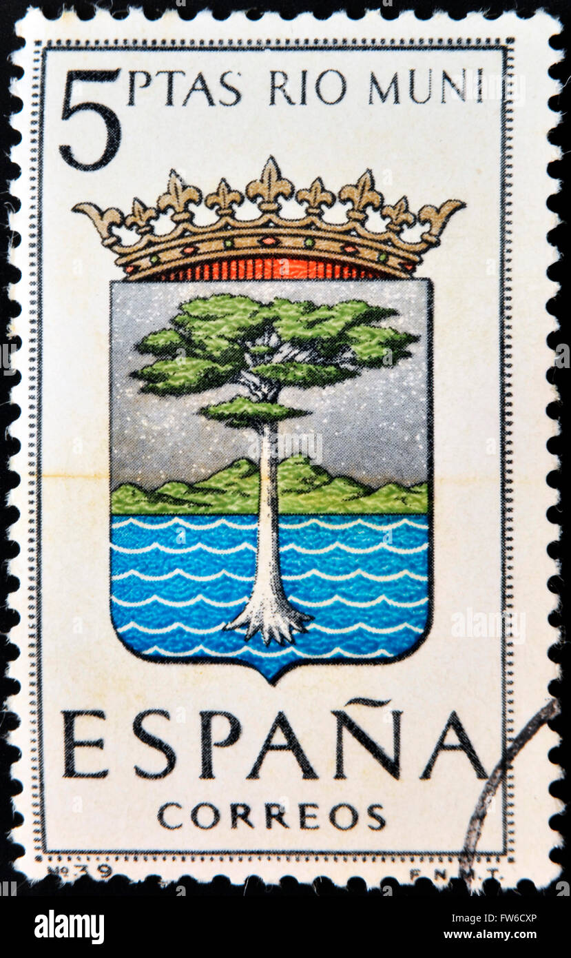 SPAIN - CIRCA 1965: A stamp printed in Spain dedicated to Arms of ...