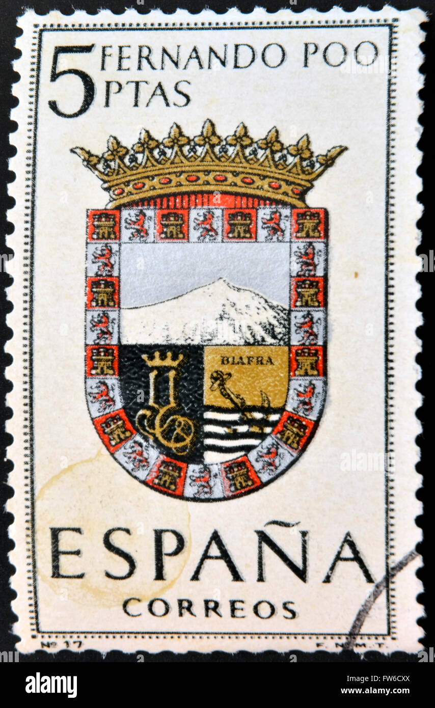 SPAIN - CIRCA 1965: A stamp printed in Spain dedicated to Arms of ...
