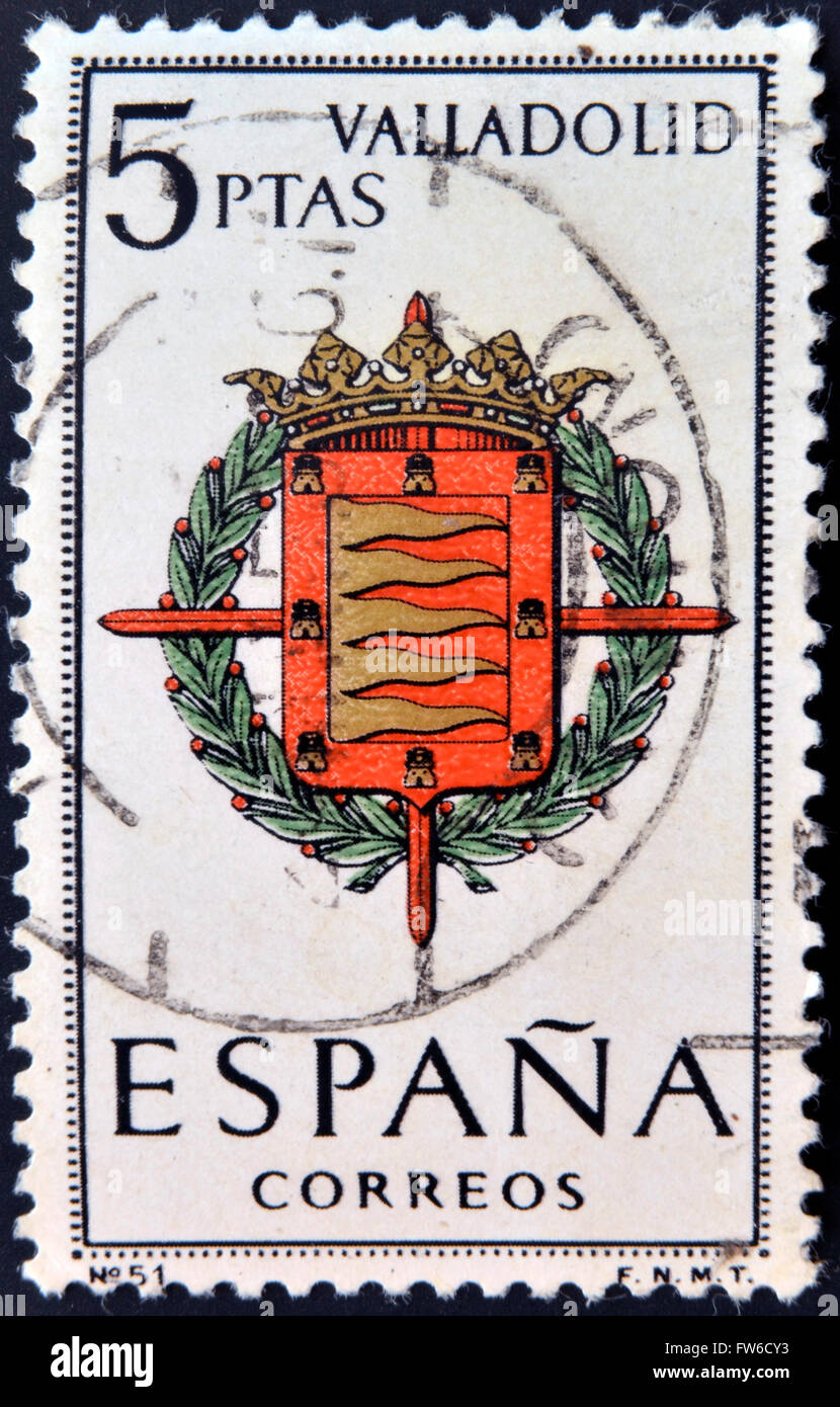 SPAIN - CIRCA 1965: A stamp printed in Spain dedicated to Arms of ...