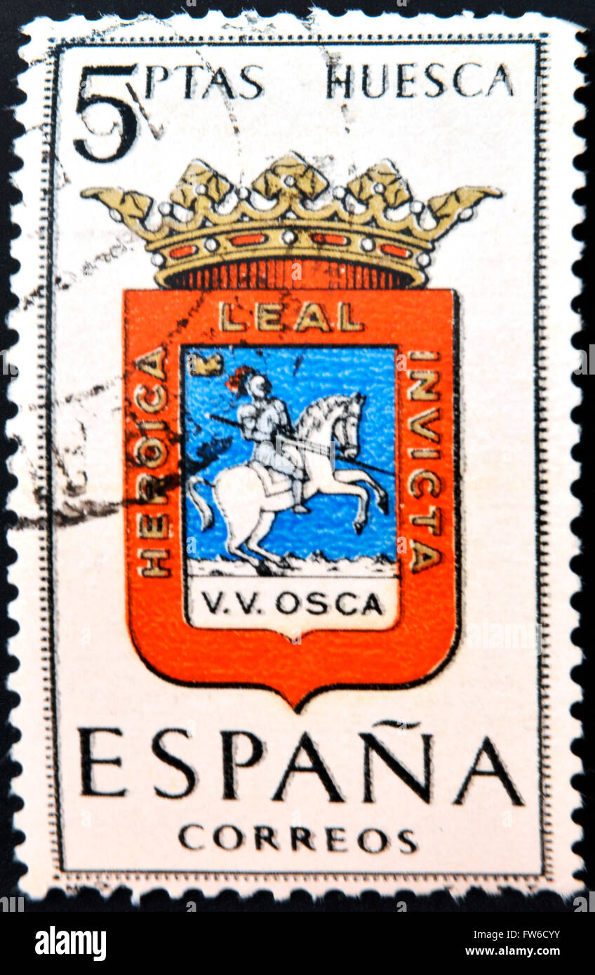 SPAIN - CIRCA 1965: A stamp printed in Spain dedicated to Arms of ...