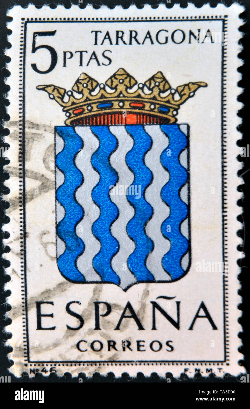 SPAIN - CIRCA 1965: A stamp printed in Spain dedicated to Arms of ...