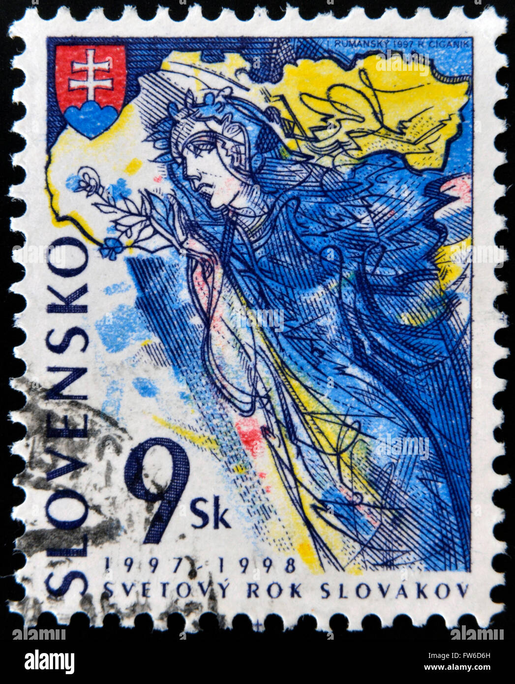 SLOVAKIA - CIRCA 1997: A stamp printed in Slovakia dedicated to World ...