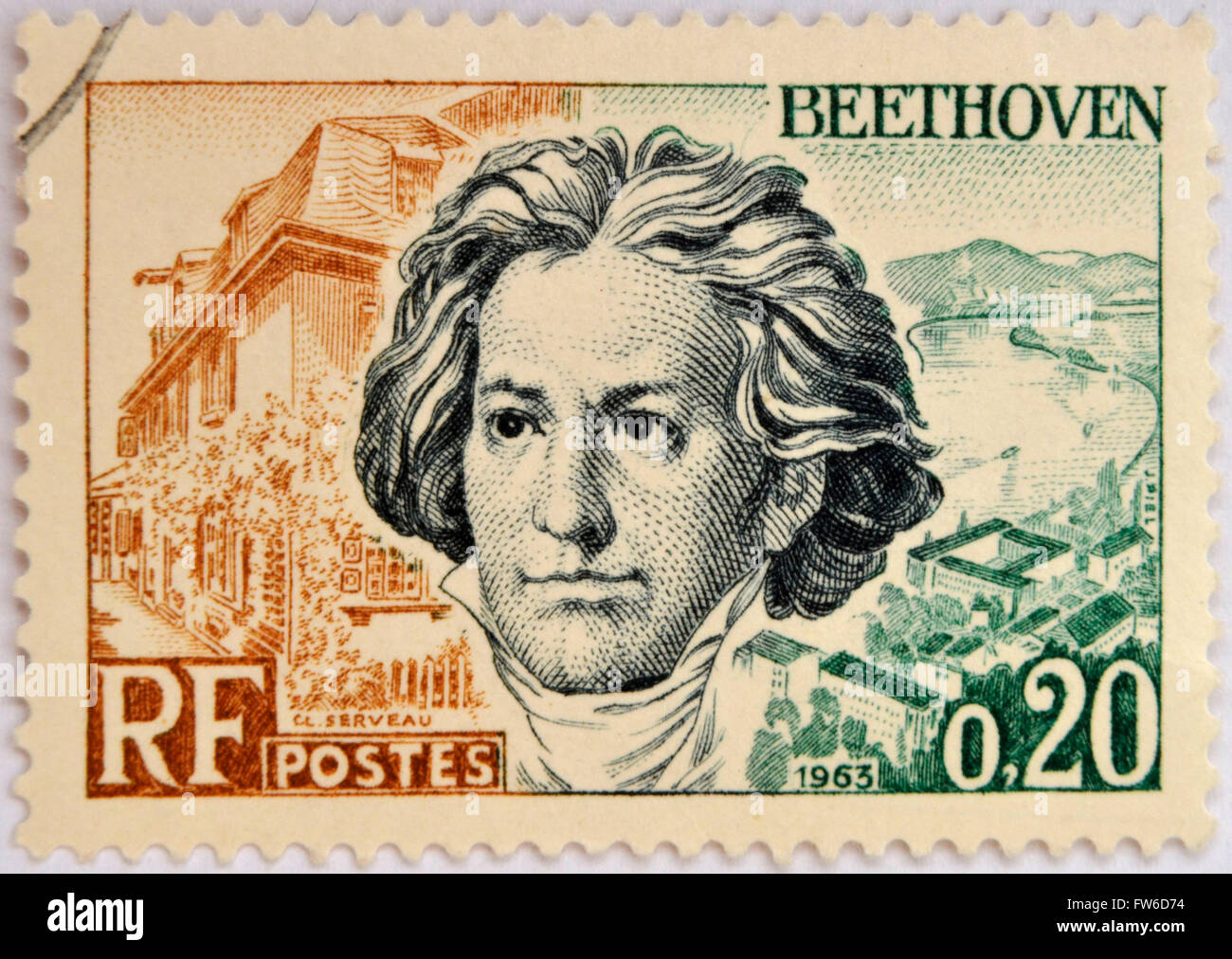 FRANCE - CIRCA 1963: A stamp printed in France shows Ludwig van ...