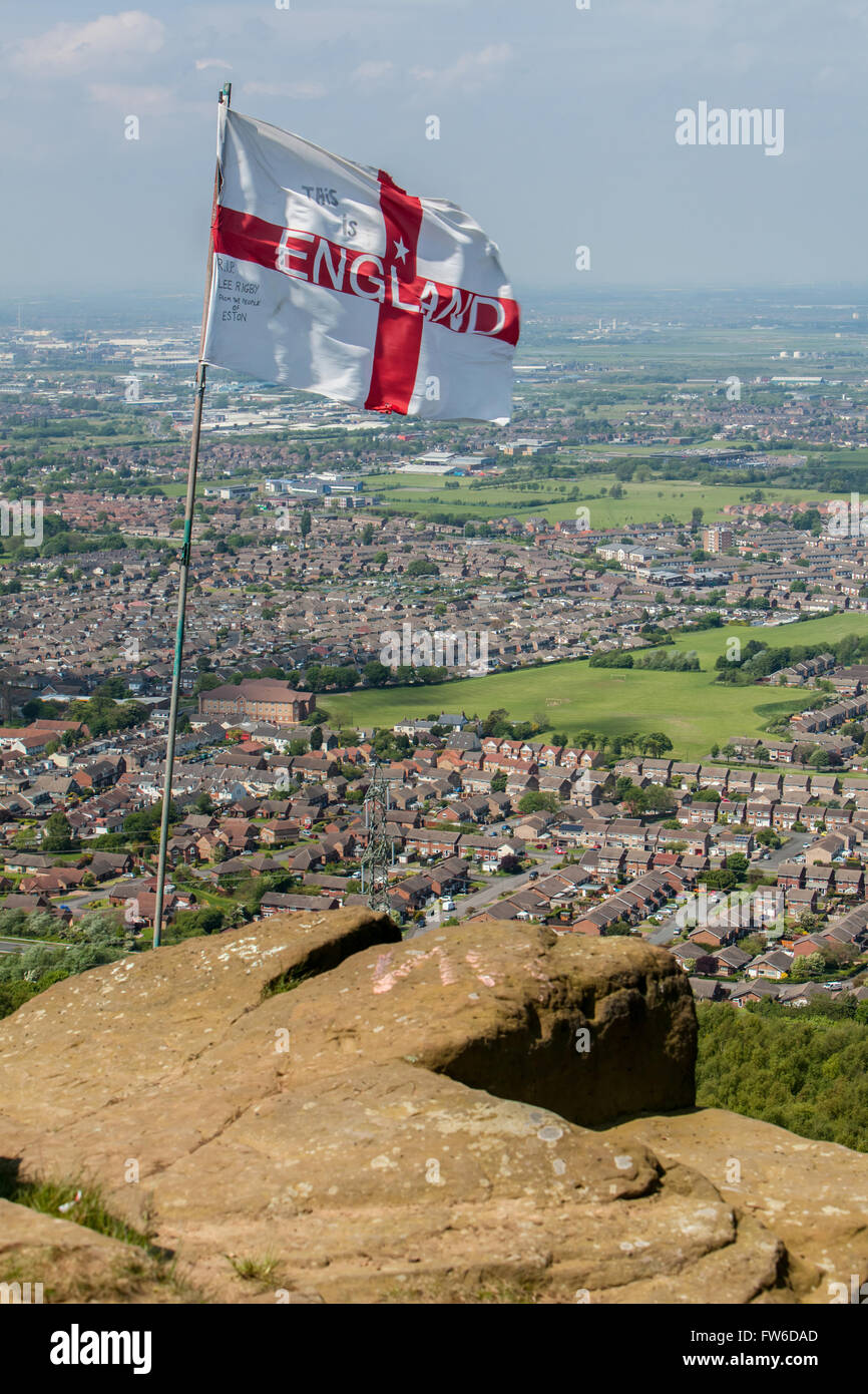 England Flag on Eston Nab, Cleveland, England Stock Photo - Alamy