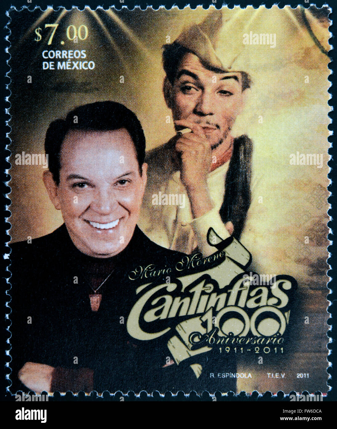 MEXICO - CIRCA 2011: A stamp printed in Mexico shows Mario Moreno ...