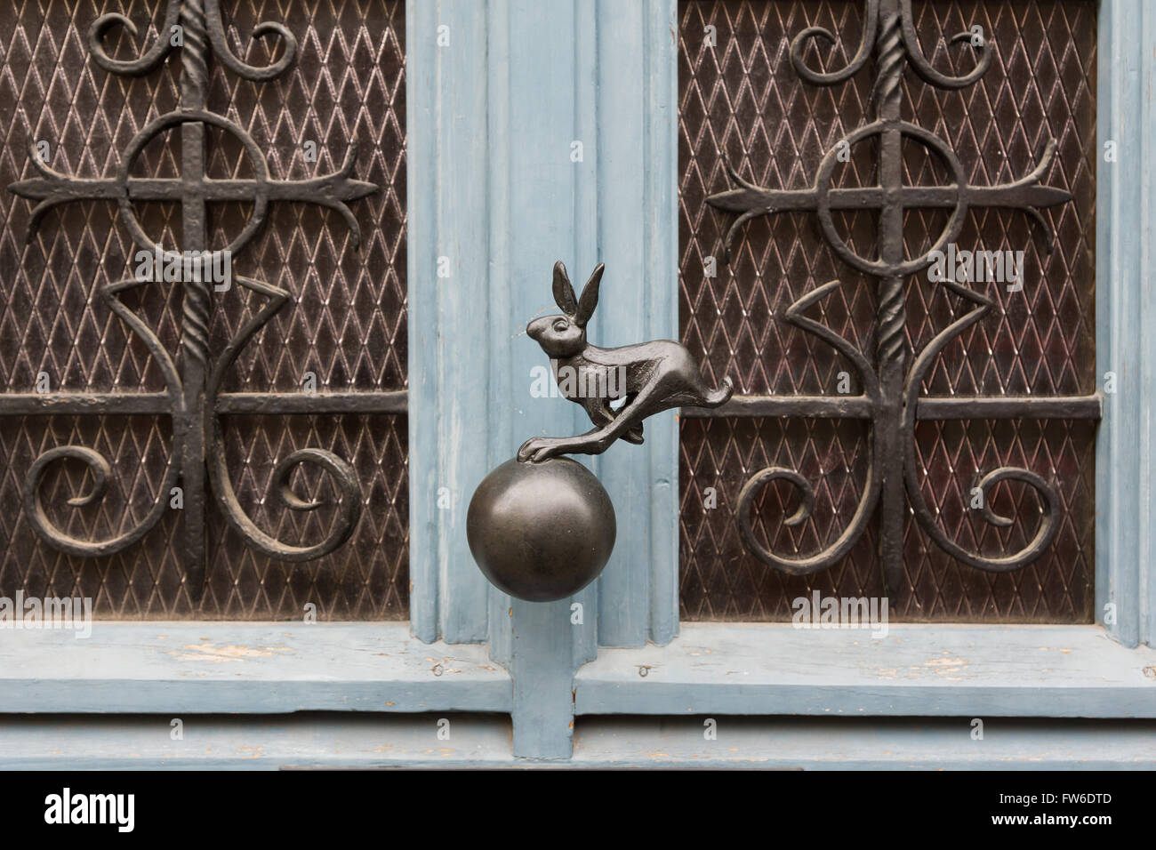 window handle in a shape on a hare Stock Photo - Alamy