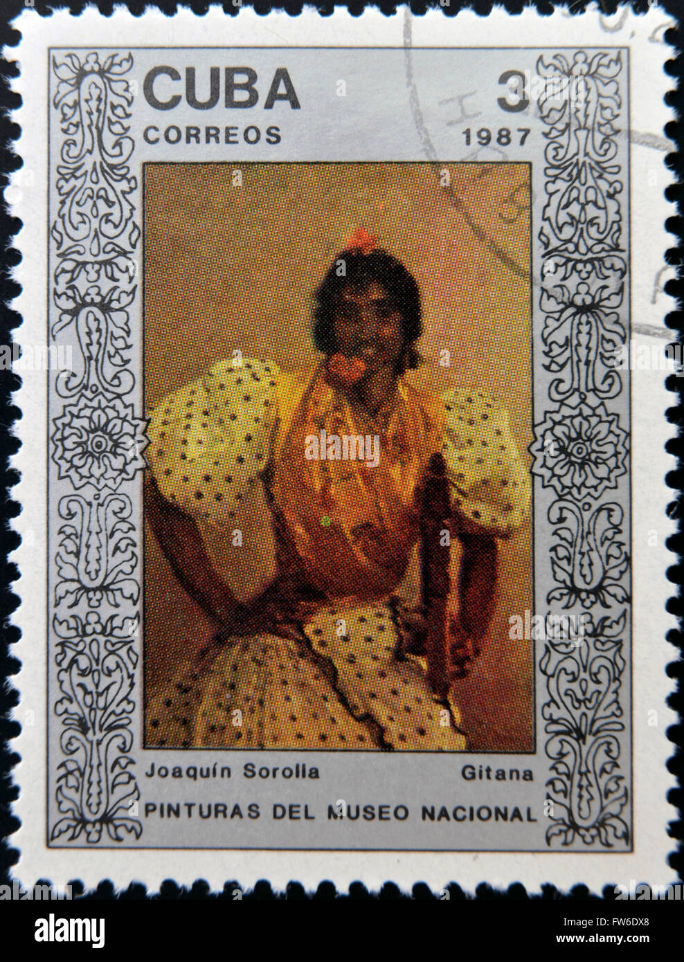 CUBA - CIRCA 1987: A Stamp printed in Cuba shows the painting "Gypsy ...