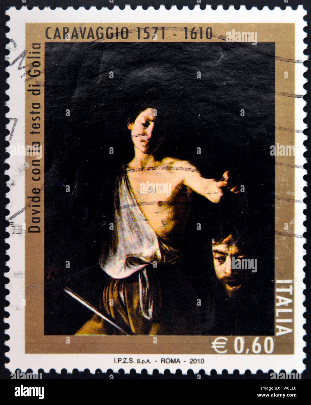 ITALY - CIRCA 2010: A stamp printed in Italy shows David with the Head ...