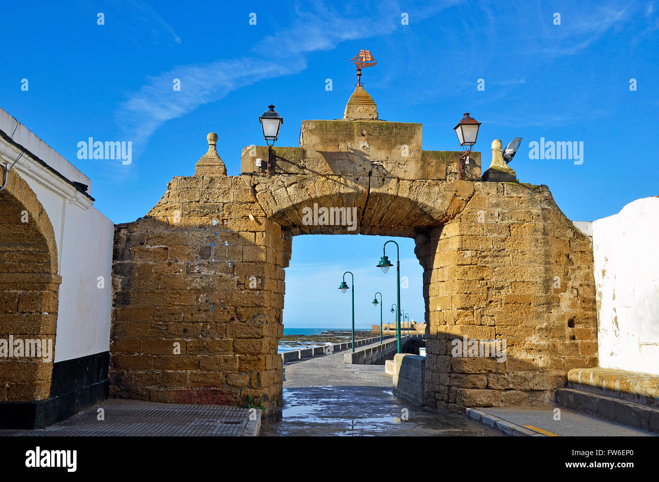 Access of the beach of La Caleta on the province of Cadiz on Spain ...
