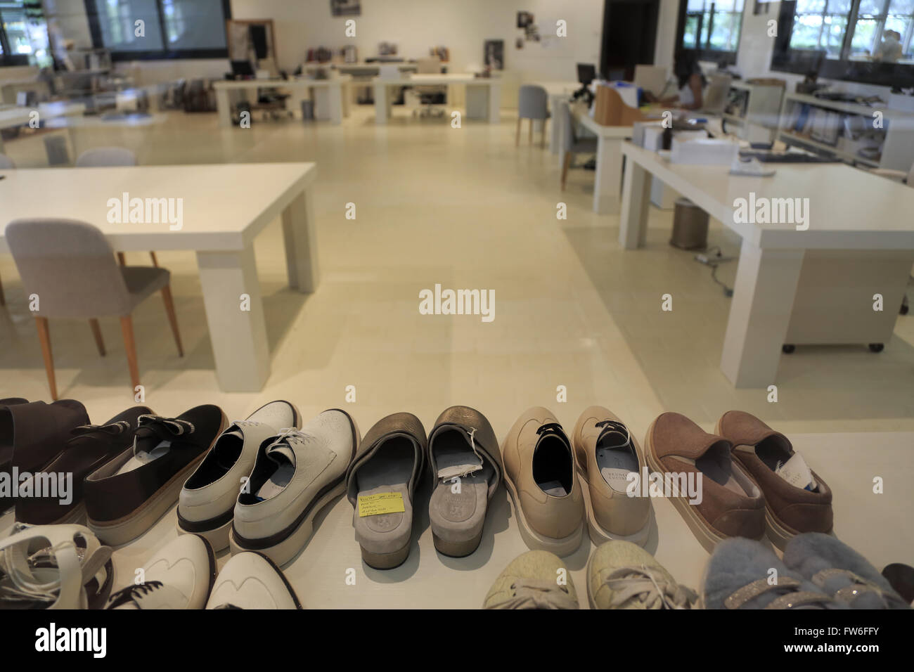 different models of shoes in the factory of Brunello Cucinelli in ...