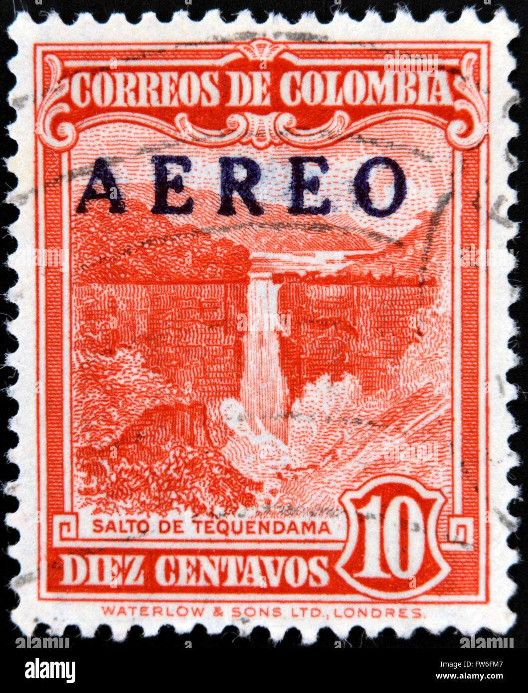 COLOMBIA - CIRCA 1948: A stamp printed in Colombia, shows Tequendama ...