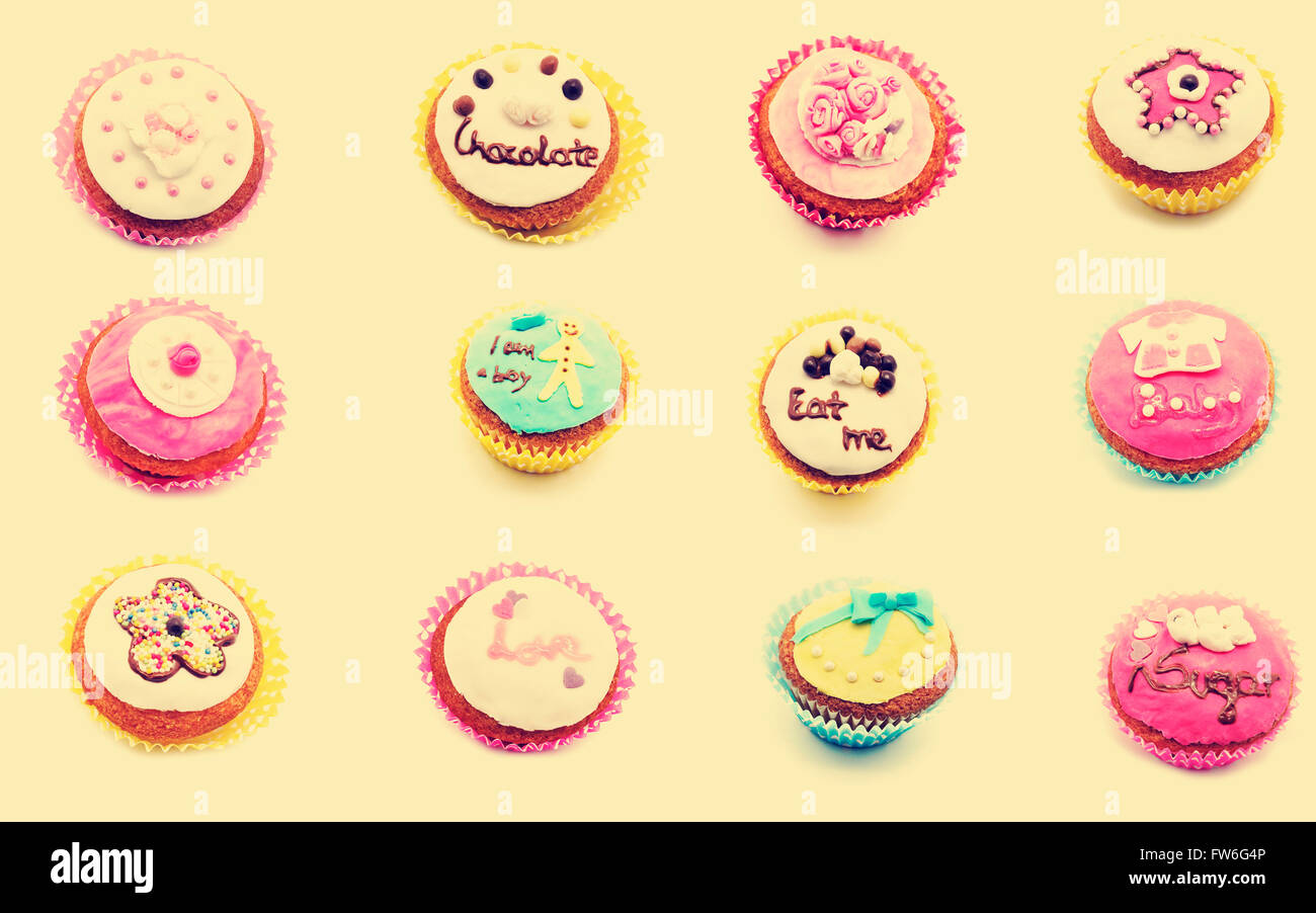 Mural of cupcakes, vintage Stock Photo - Alamy