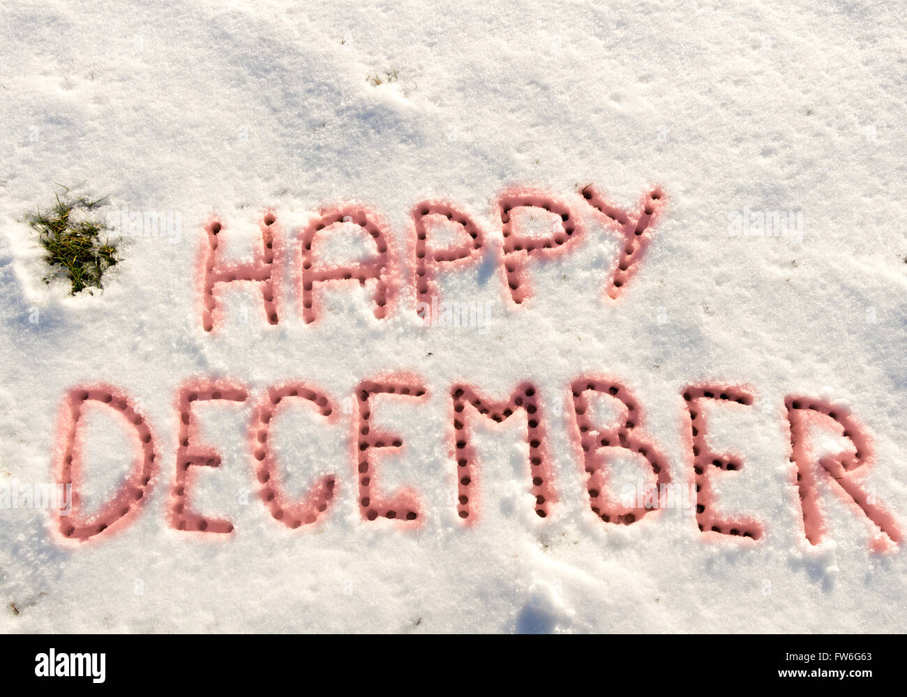Written words Happy December on a snow field Stock Photo - Alamy
