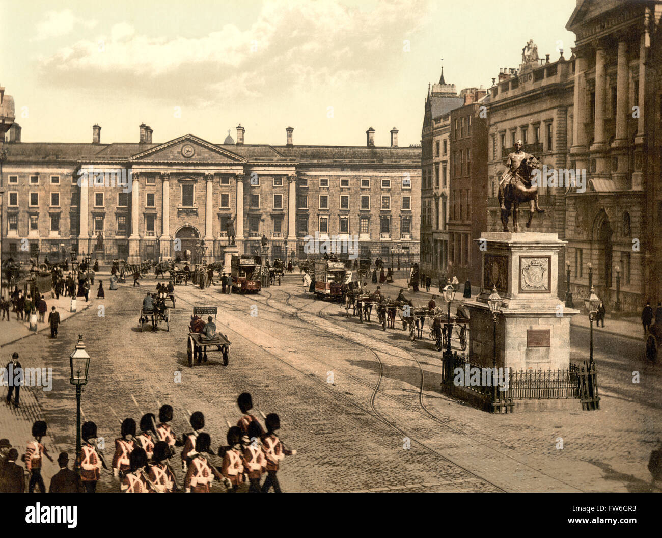 College Green, Dublin, Ireland, Photochrome Print, circa 1900 Stock ...