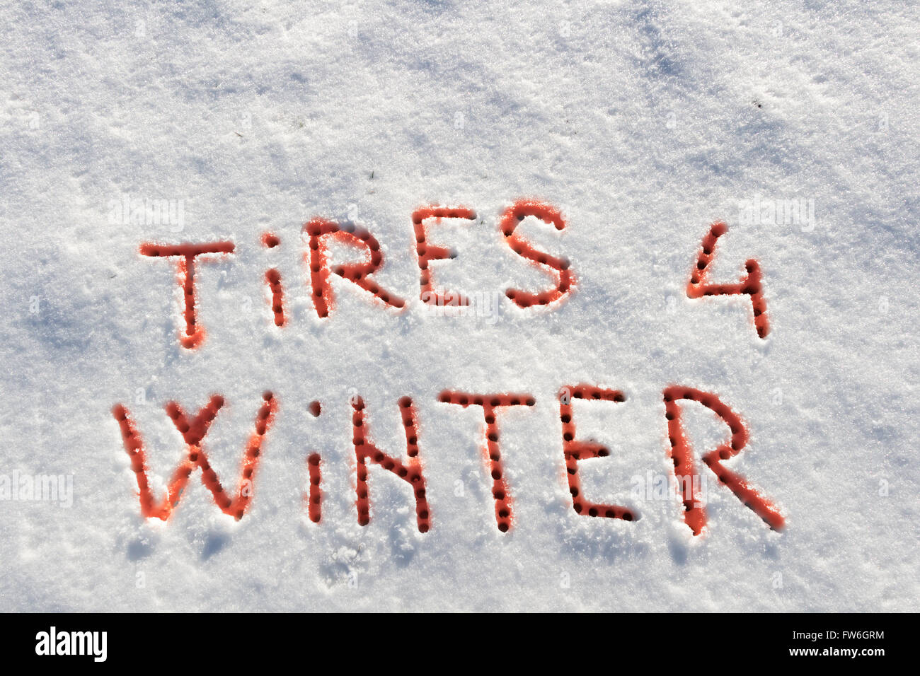 Words Tires for winter in snow Stock Photo - Alamy