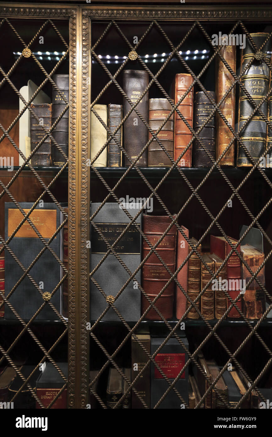 Antique Bibles collection inside of Mr.Morgan's Library in Morgan ...