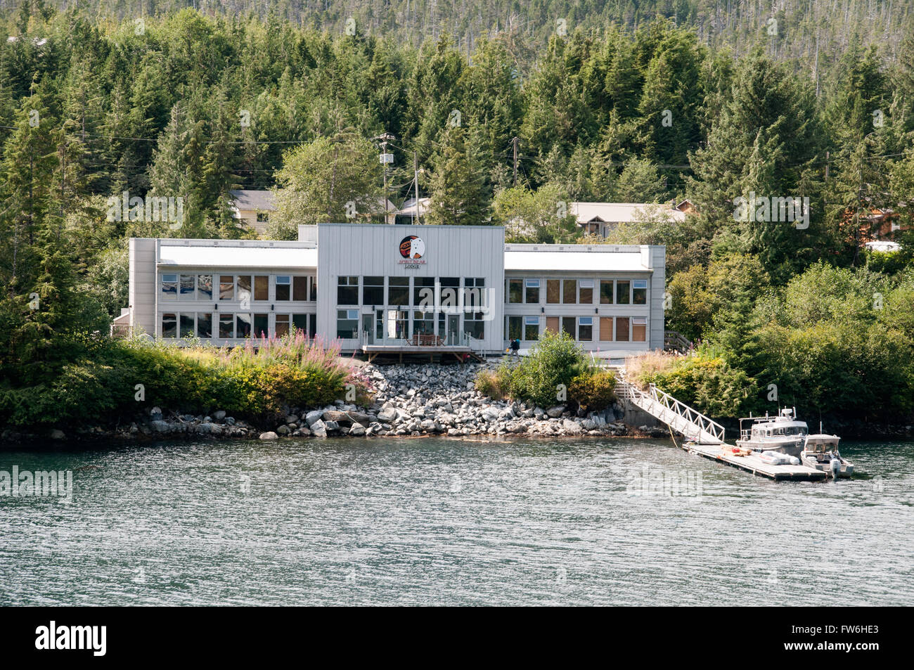 Spirit Bear Lodge, in the village of Klemtu, Great Bear Rainforest ...