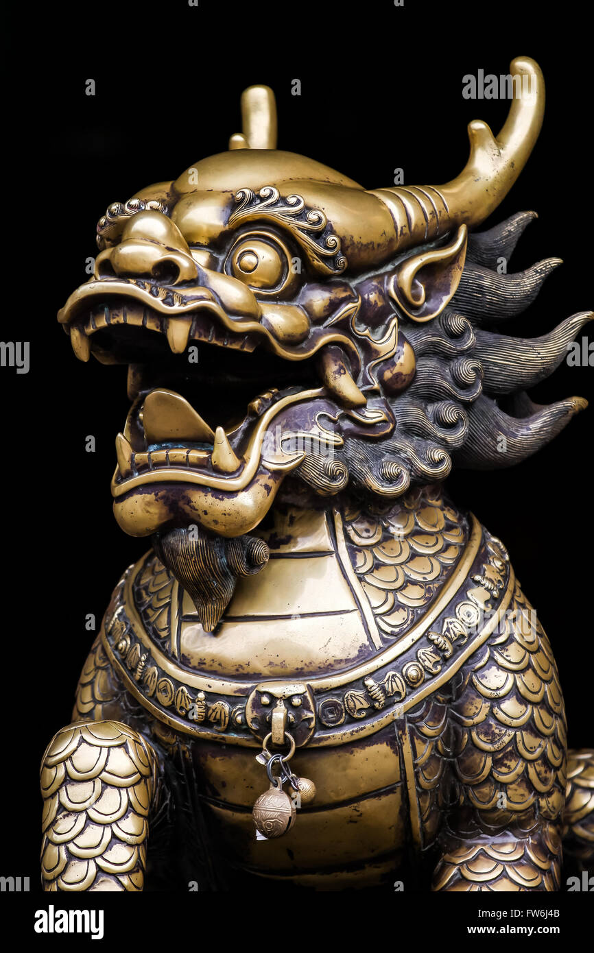 The Guardian of Gate, Chinese Lion Statue - Chengdu, China Stock Photo ...