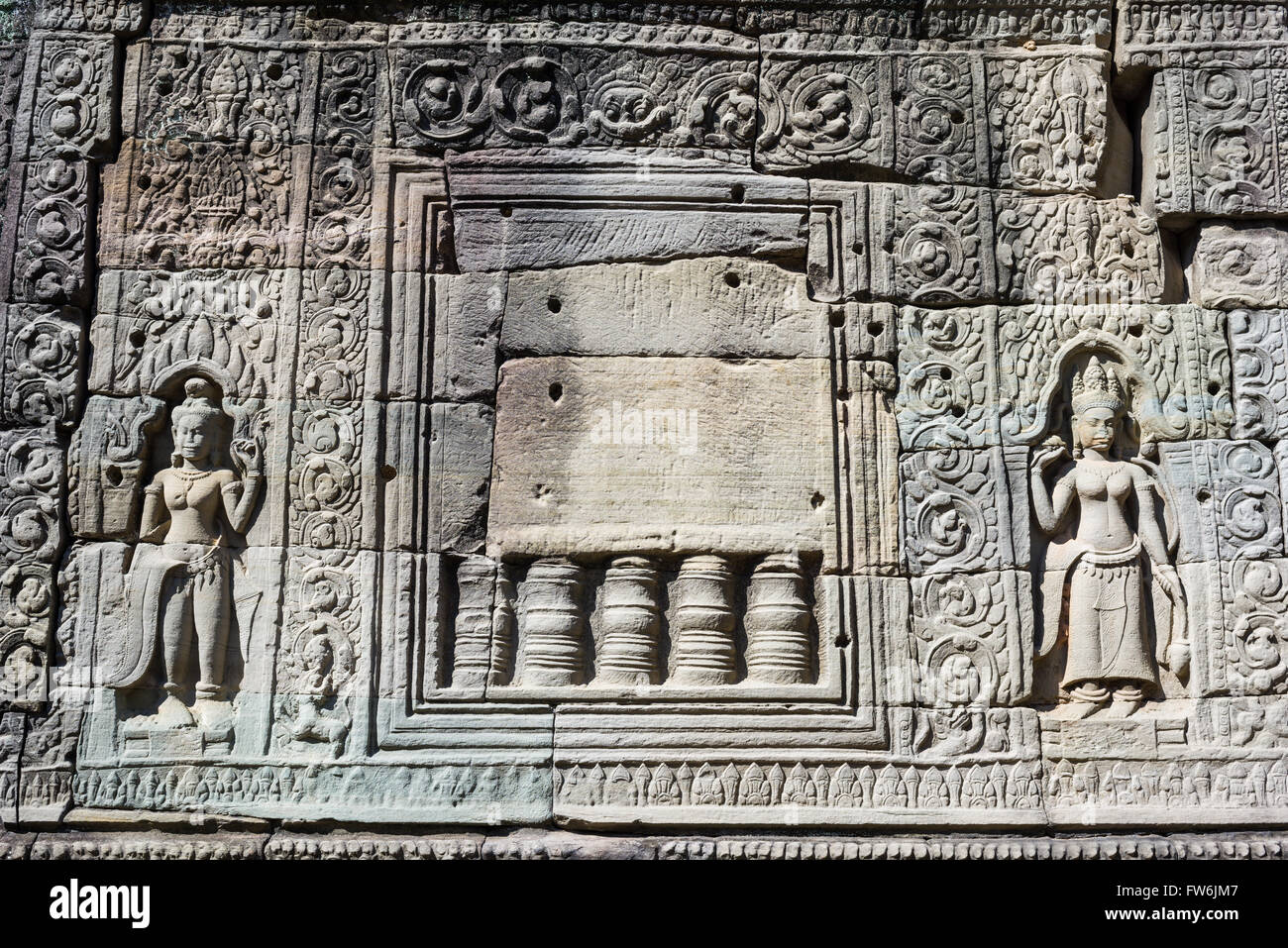 Intricate architectural designs made from stacking stone bricks ...