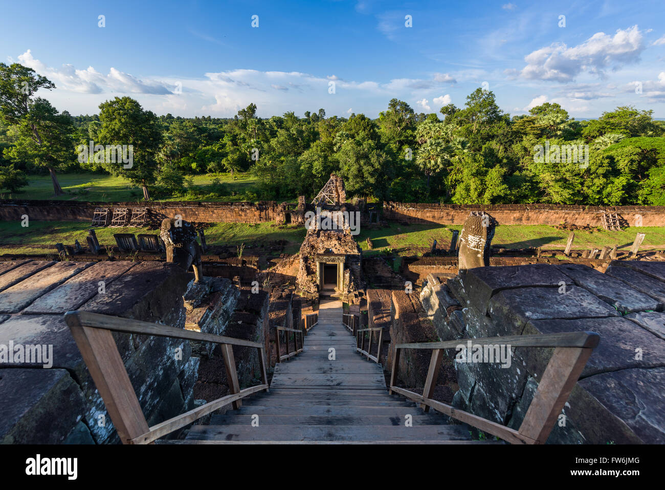 View of surrounding ancient Angkor area from summit of Pre Rup Temple ...