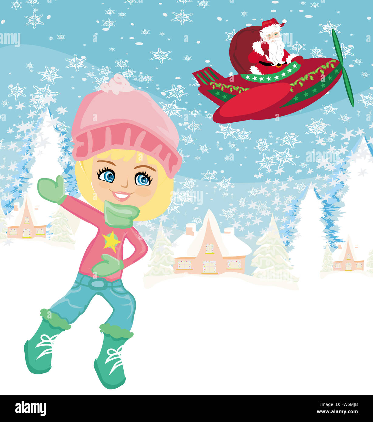 Santa and winter landscape Stock Photo - Alamy