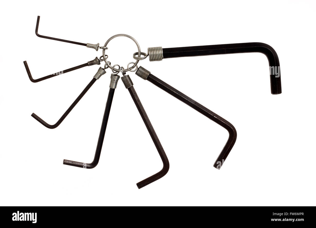 set of allenkeys on a ring on a white background cut out inbus Stock ...