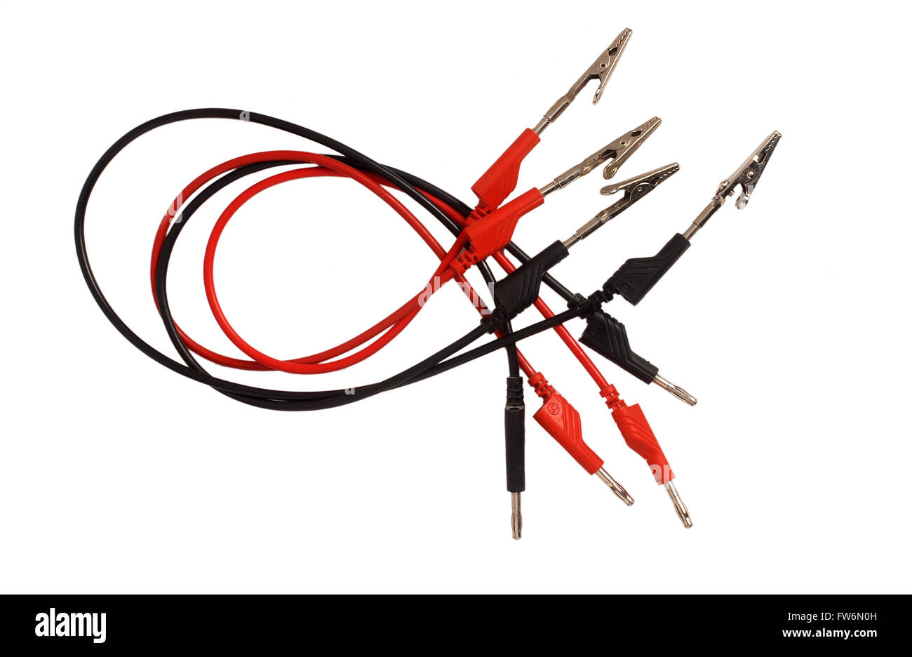 black and red electrical wires with crocodile clamps for quick ...