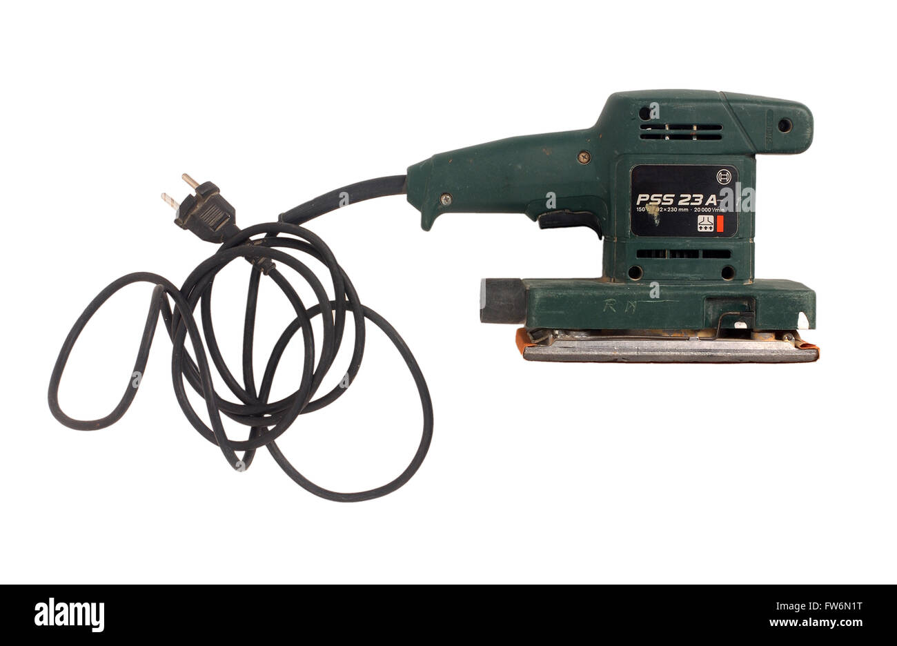 electrick hand sanding machine on a white background Stock Photo - Alamy