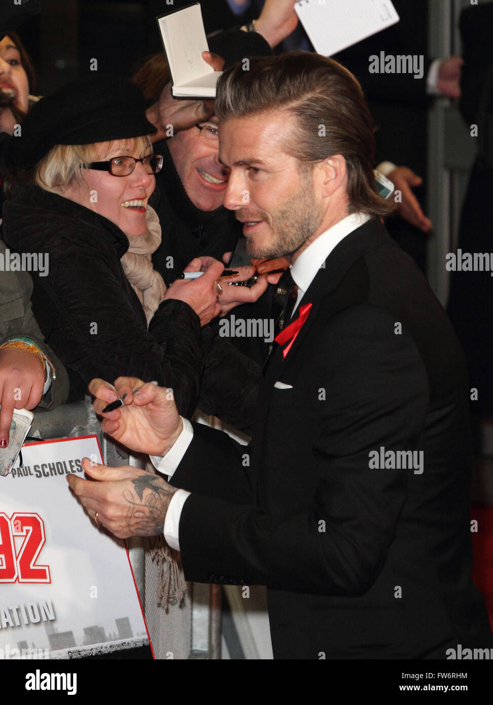 London. UK. David Beckham at the World Premiere of The Class of 92 at ...