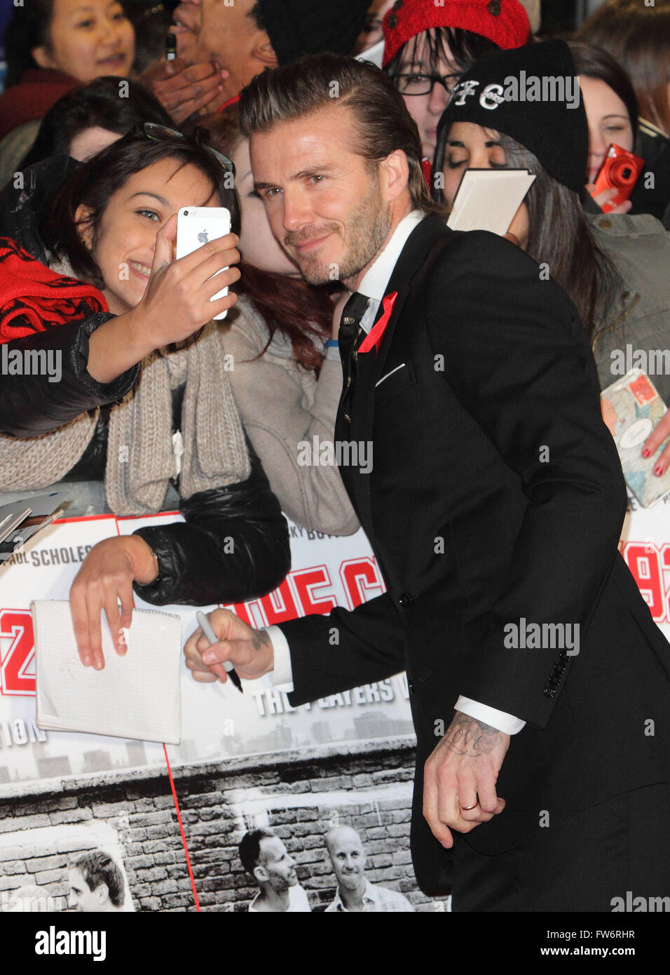 London. UK. David Beckham at the World Premiere of The Class of 92 at ...