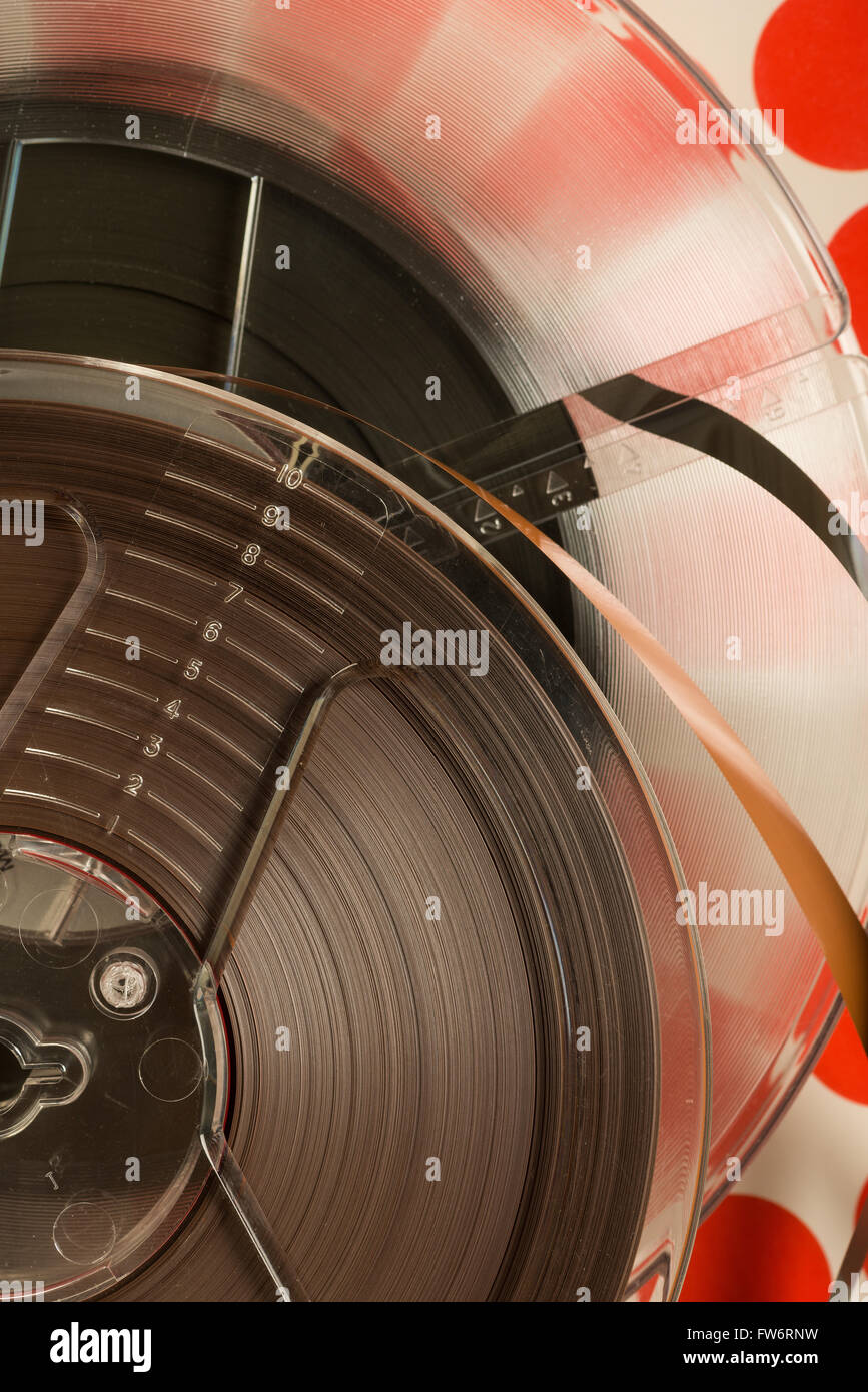 Analogue old fashioned not digital magnetic reel to reel tape sound ...